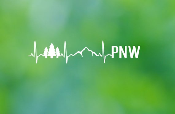 Pacific Northwest PNW Nature Icons EKG Vinyl Decal Car