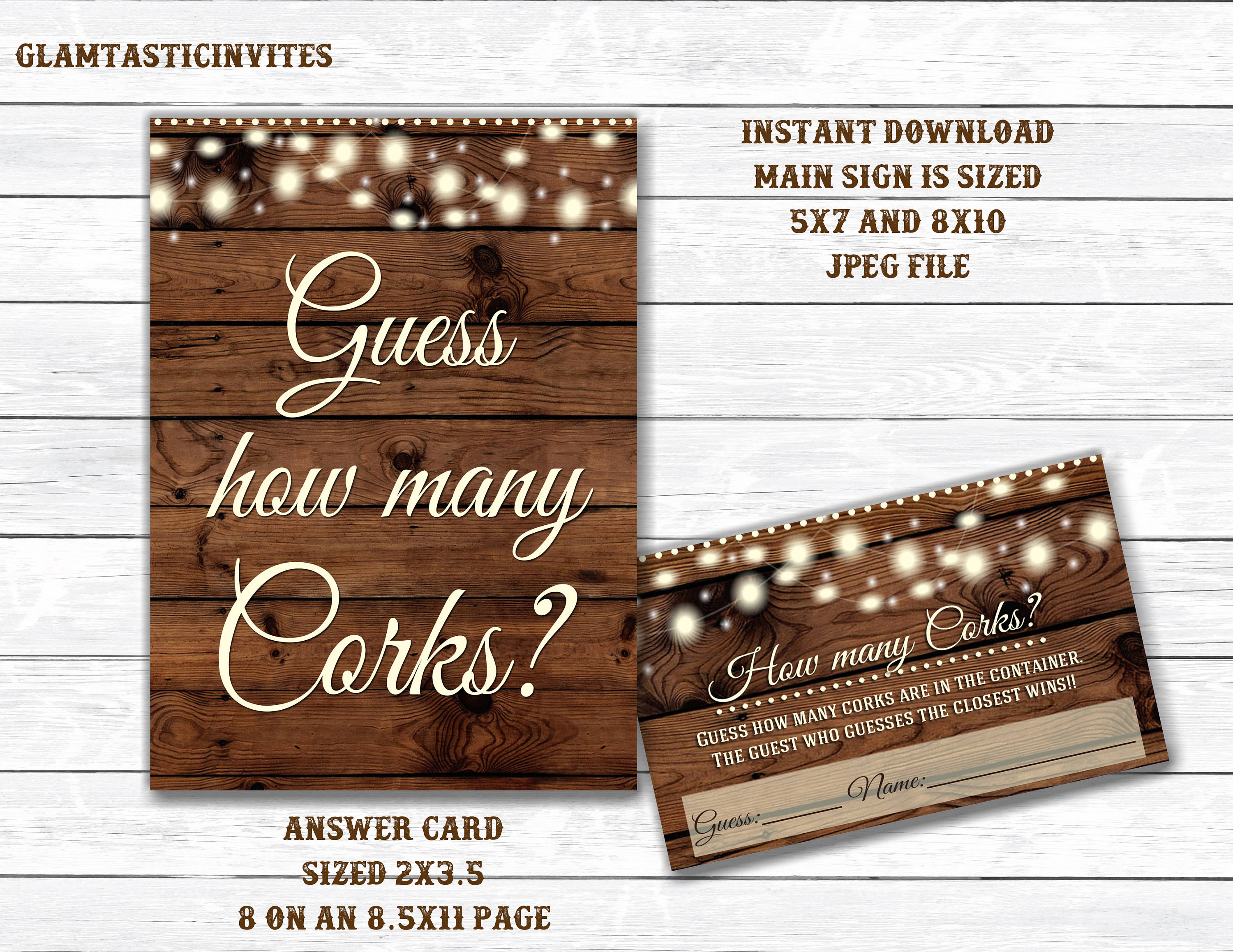 How Many Corks Game Guess How Many Corks Rustic Shower Game