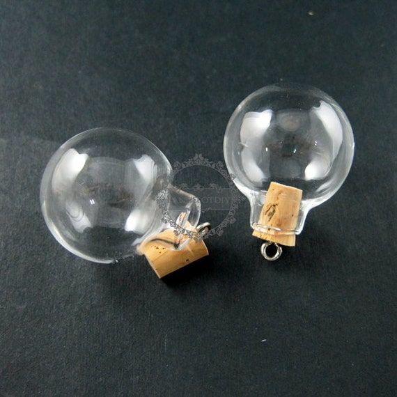 5pcs 24.5mm transparent ball glass bottle with 7mm open mouth