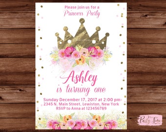 Princess Birthday Invitation DIY Princess Crown Birthday