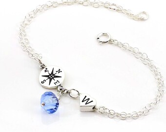 Compass bracelet. Personalized compass bracelet best friends