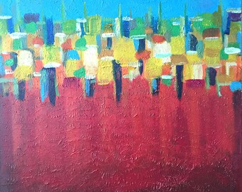 Red abstract art | Etsy