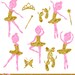 Ballerina Gold and Pink Silhouettes Clipart Set