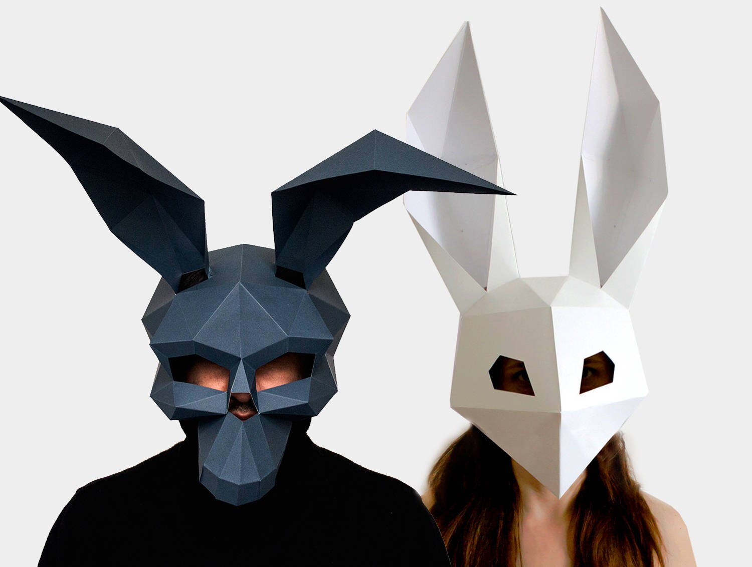 Skull Mask Low Poly Rabbit Mask DIY printable Masks Instant