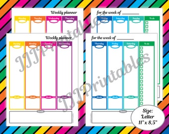 EDITABLE Printable Weekly Planner Time Management Product