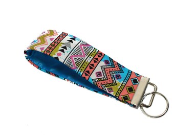 Aztec Key Fob Tribal Key Chain Coral Key Wristlet Mint