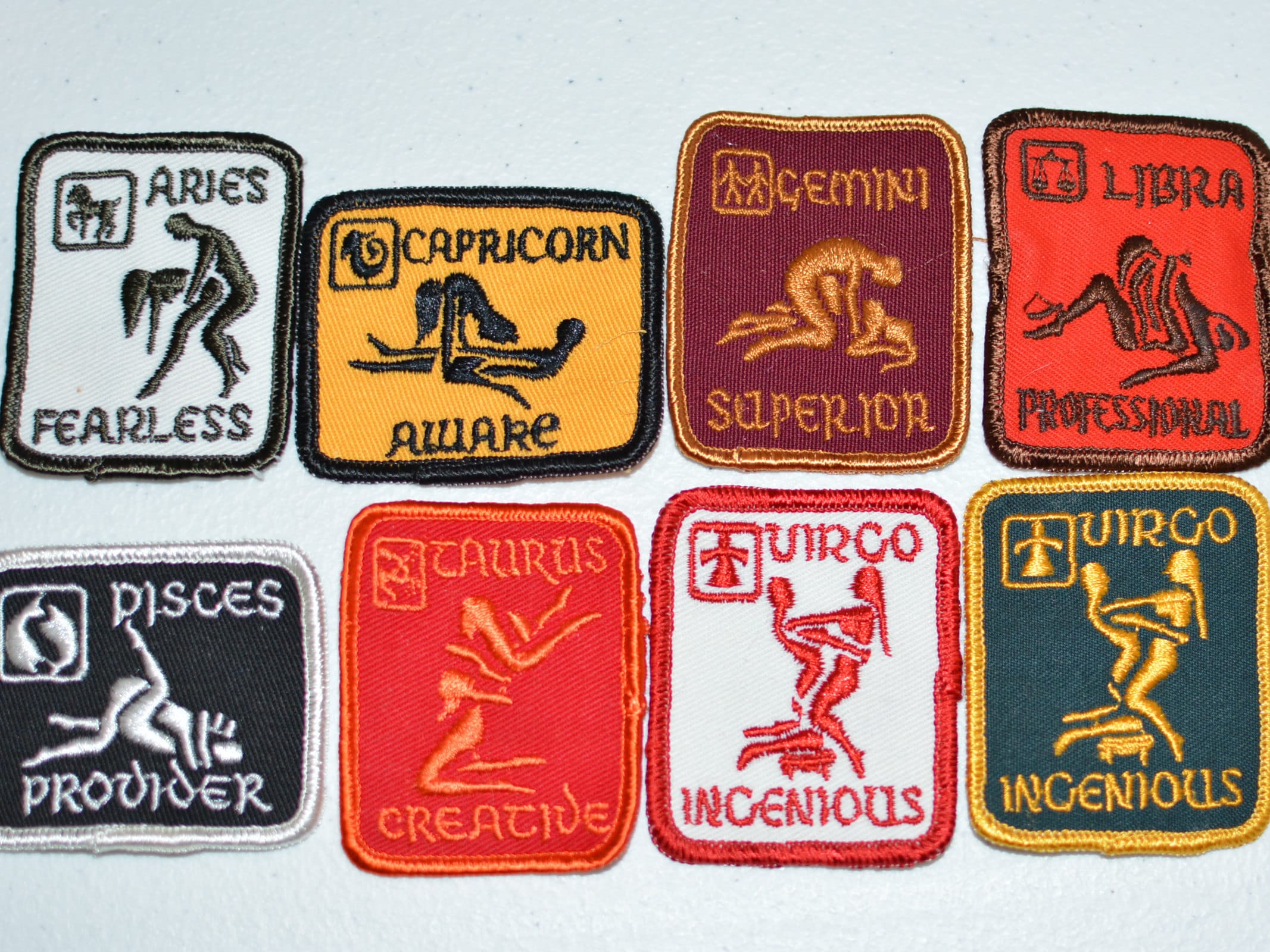 Sexual Position Zodiac Astrology Vintage Sew On Embroidered