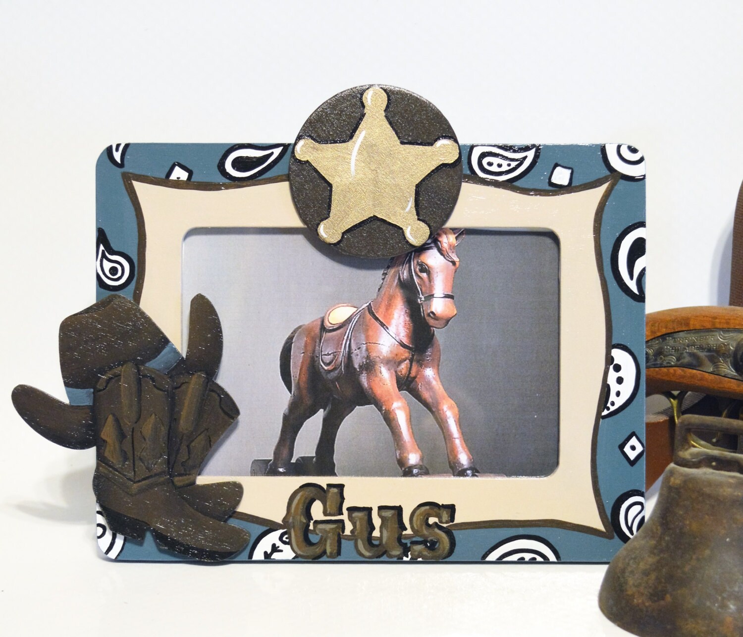 Boys Hand Painted Personalized Cowboy Frame