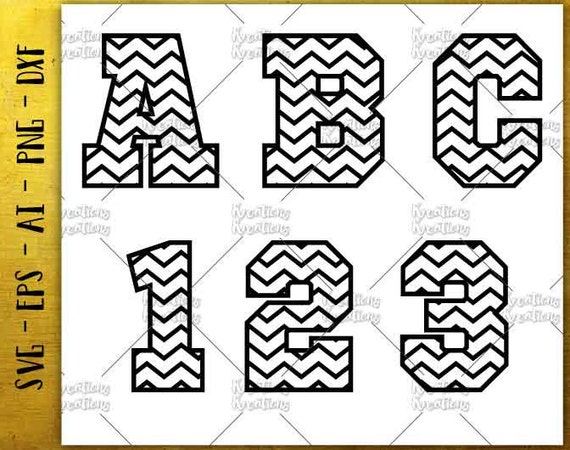 Chevron font Alphabet svg zigzag letters and numbers SVG cut