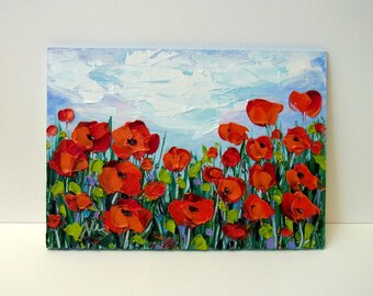 Poppy field painting | Etsy