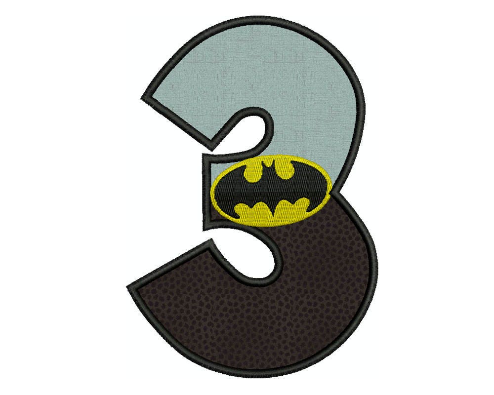 BATMAN NUMBER 3 Machine Applique Embroidery Instant