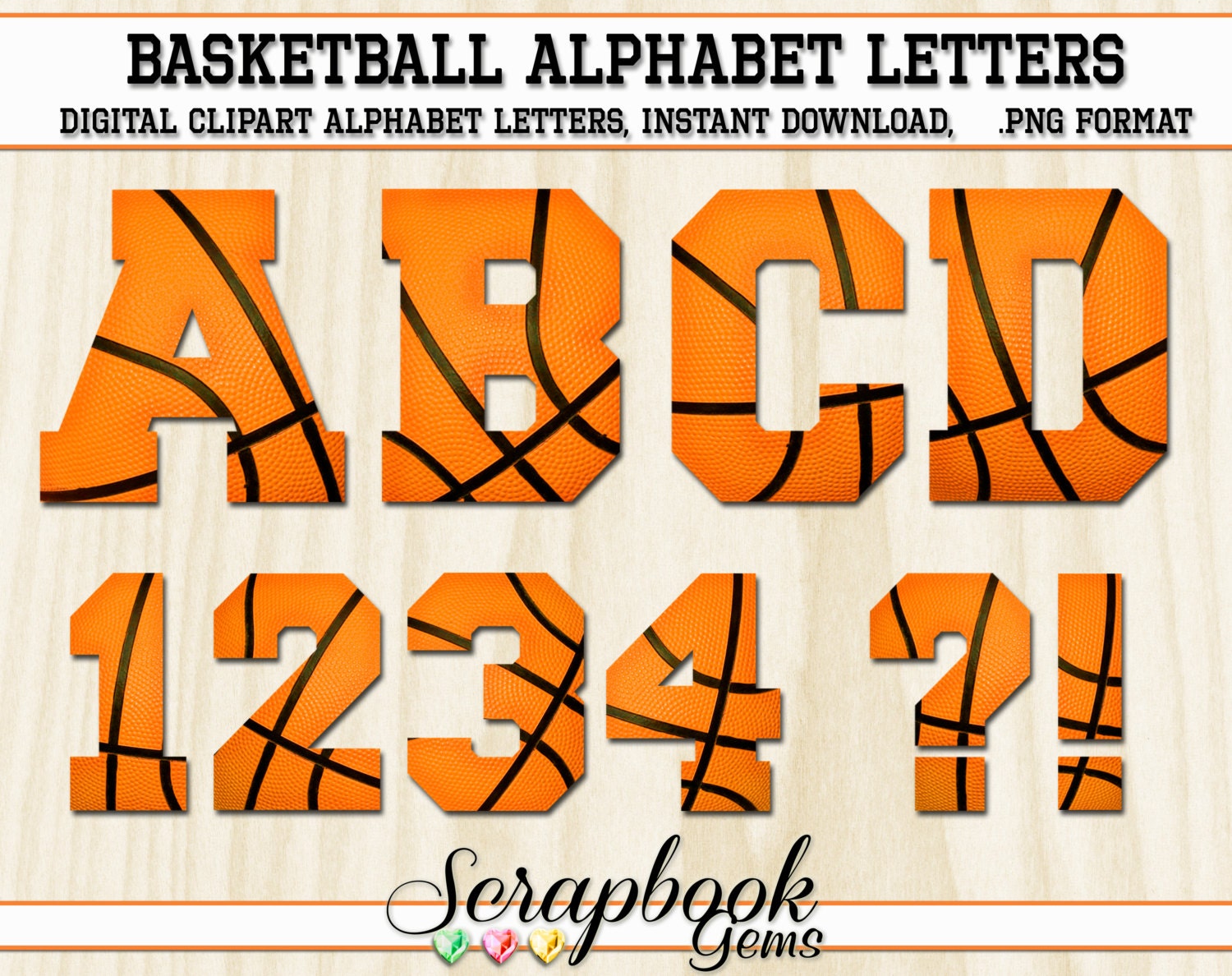 Sports Basketball Letters & Numbers Clipart 40 High Quality