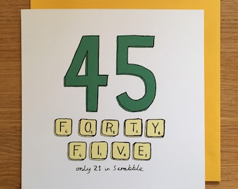 45th birthday card | Etsy