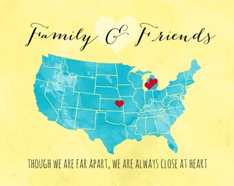 Gift for Best Friends Three Prints 8x10 States Maps Gift