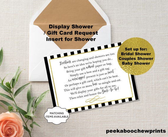 Display Shower Gift Card Unwrapped Gift Re Poem Insert
