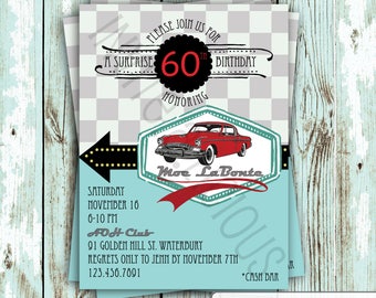 Classic car invite | Etsy