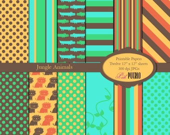 Zoo Animal Digital Paper Zoo Animal Scrapbook Paper Safari