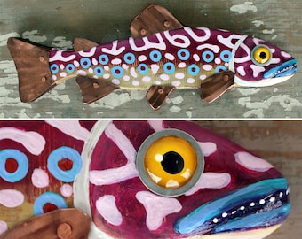 Colorful fish art | Etsy