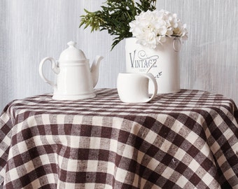 Tablecloth Yellow Plaid Linen Cotton Tablecloth Wedding