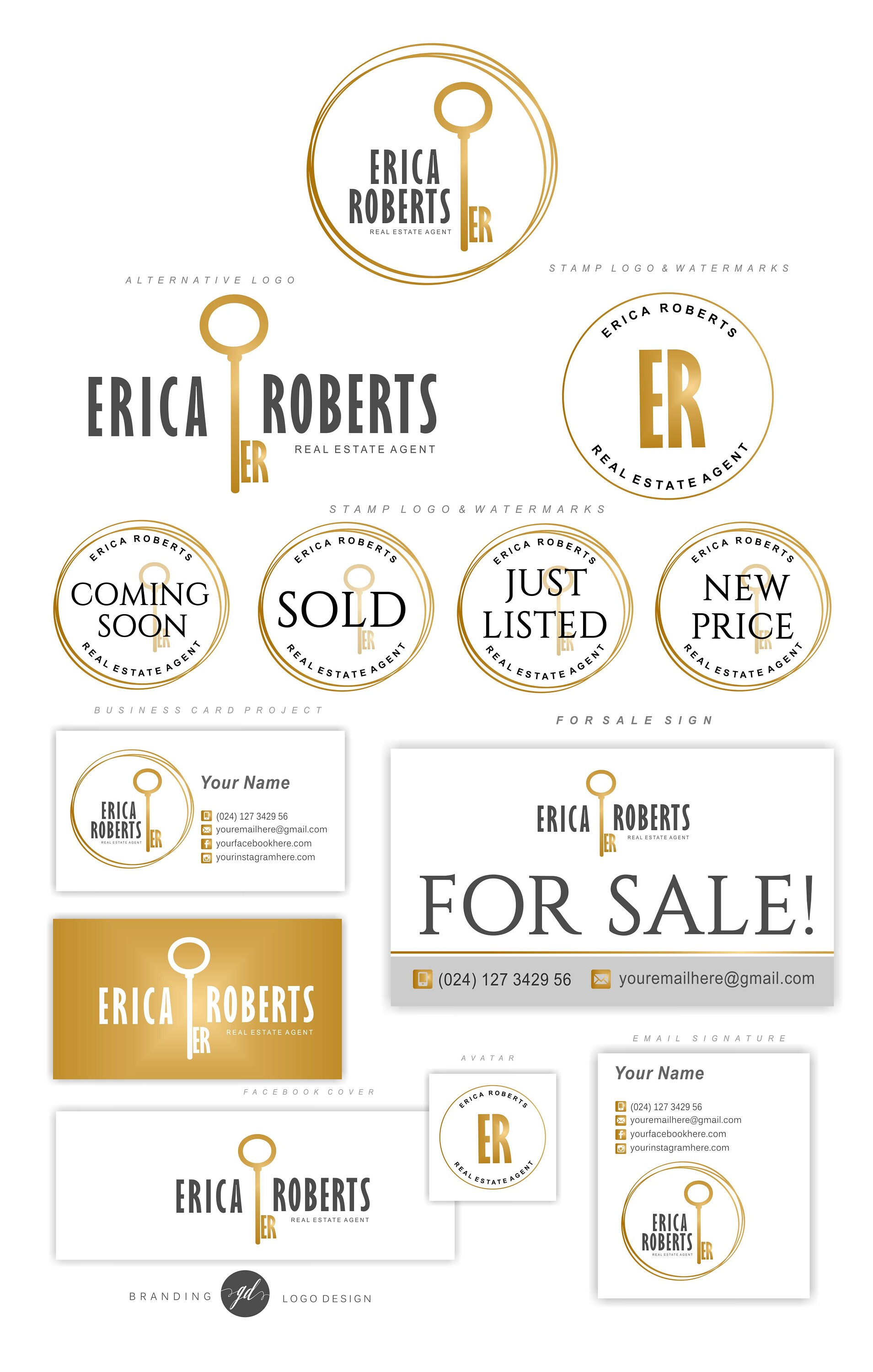 Real Estate logo design Realtor logo Custom initials key