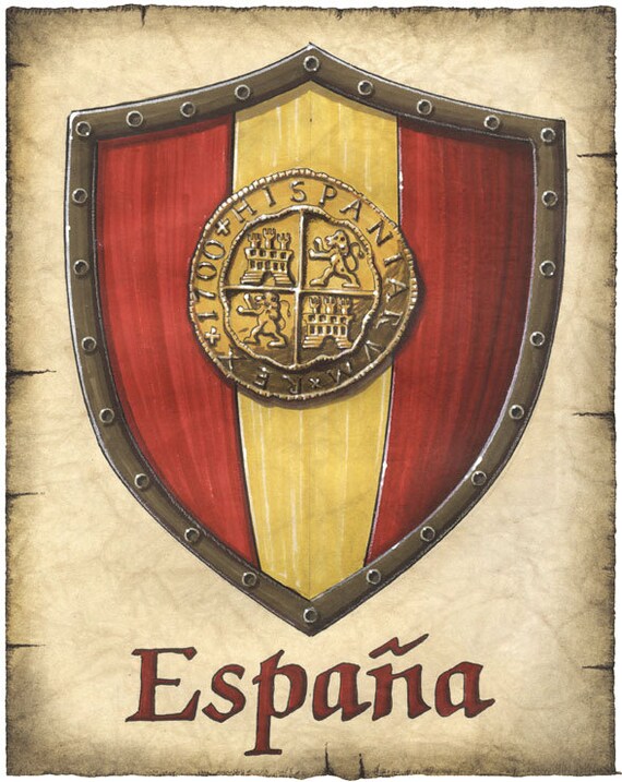 Espana Spanish Crest Artwork Spain Heraldic Shield