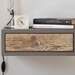 Floating bedside tables in oak and Corian / Bedside suspended