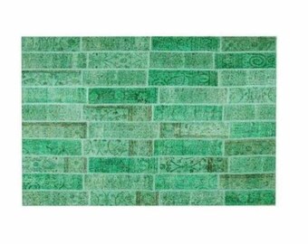 Printed Bamboo Mat area rug Oriental print of bird on