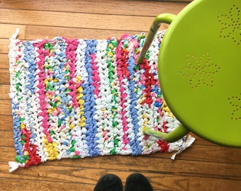 Artisan Crochet Rag Rug Day Lily Cottage Shabby Chic Eco