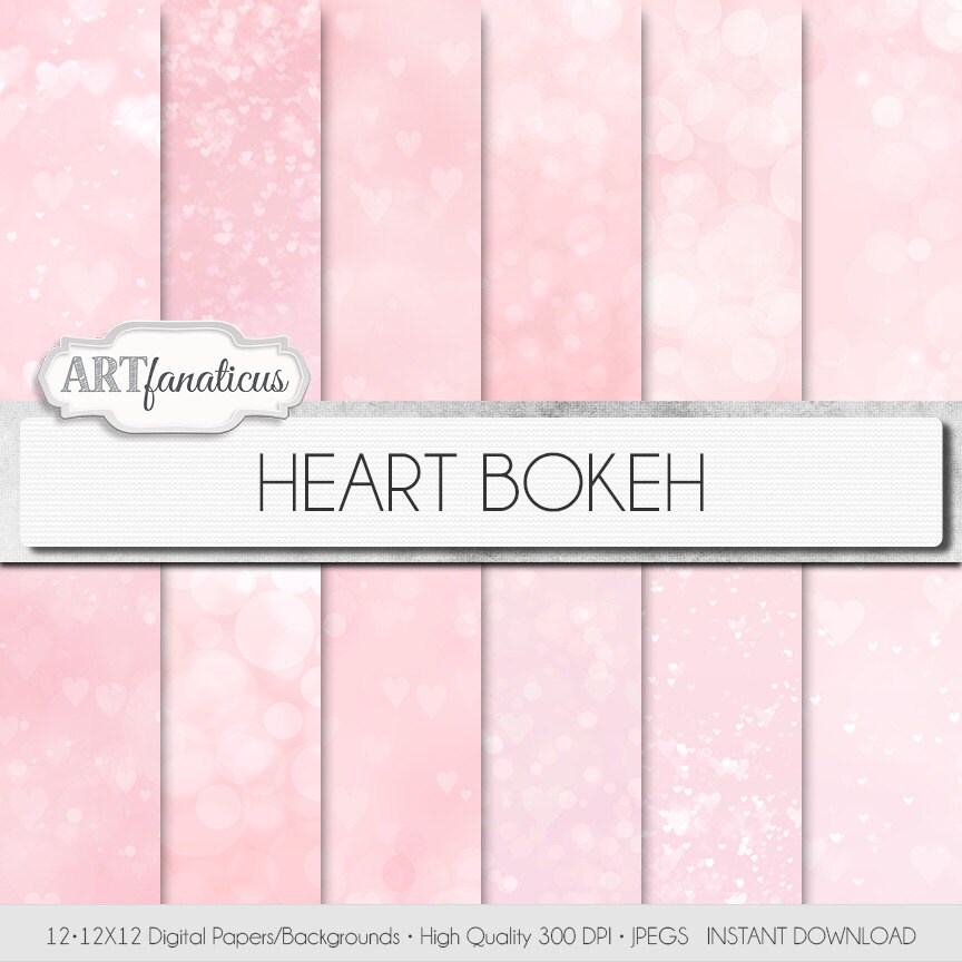 Bokeh digital papers HEART BOKEH paper pink