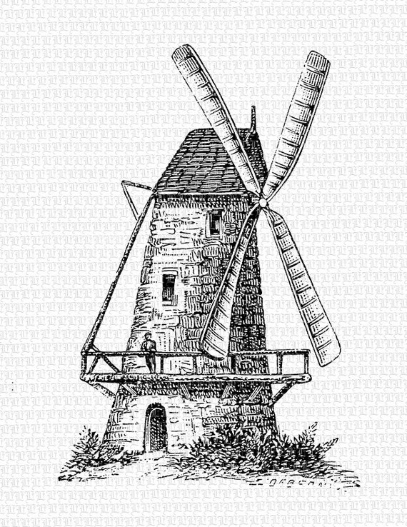 Items similar to Windmill Digital Graphic Instant Download Printable ...