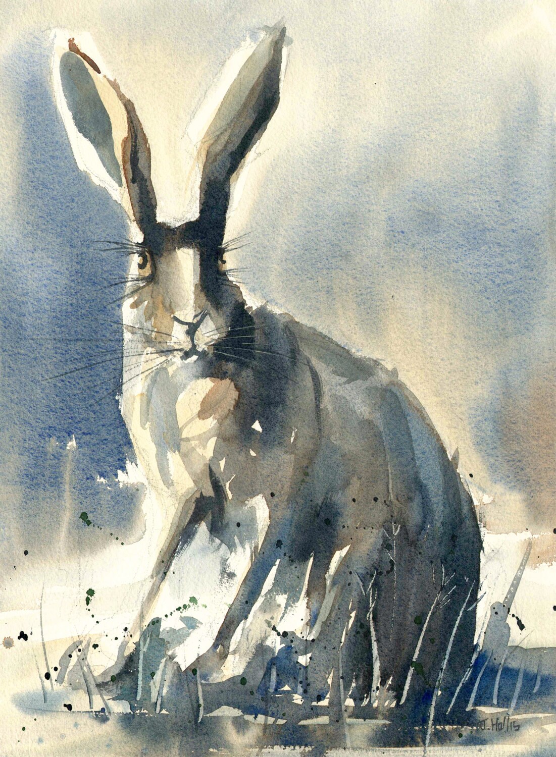 HARE ART painting watercolour painting watercolor hare artwork