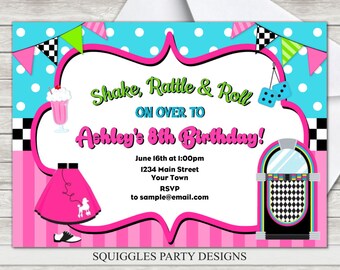 50s party invitation | Etsy