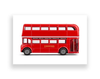 Red bus print | Etsy