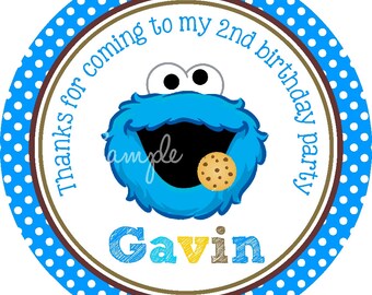 Cookie monster label | Etsy