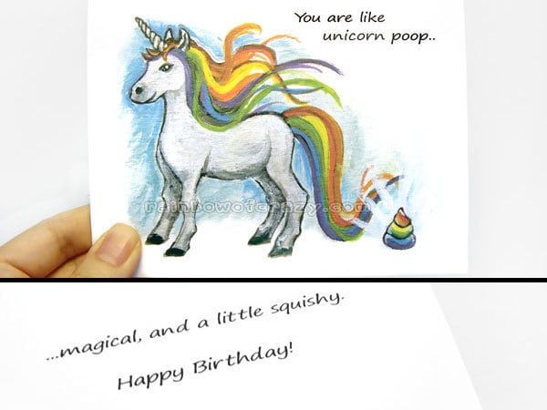 Funny Card Unicorn Poop Happy Birthday Card Thank You Card