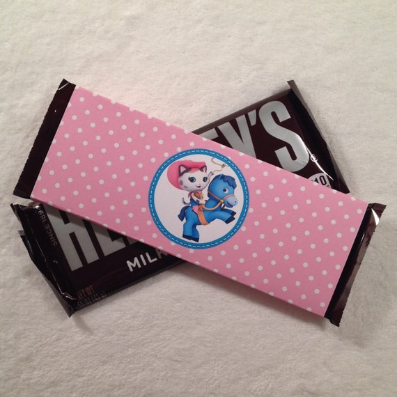 10 Sheriff Callie Hershey Bar pink Polka Dot Candy Wrappers
