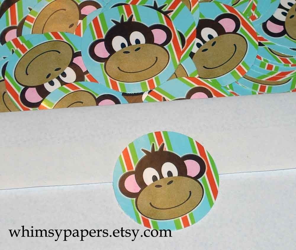 Monkey Stickers, Stickers for Kids from WhimsyPapers on Etsy Studio