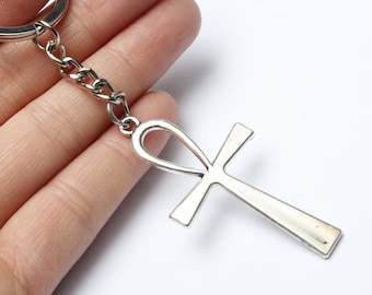 Cross Keychain VERY SMALL Garlic Keychain Cross Charm Keychain