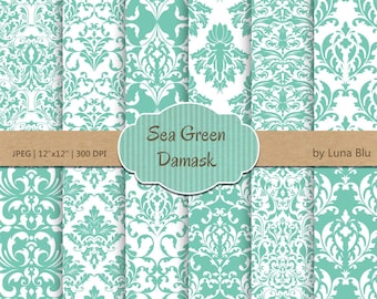 Mint damask | Etsy