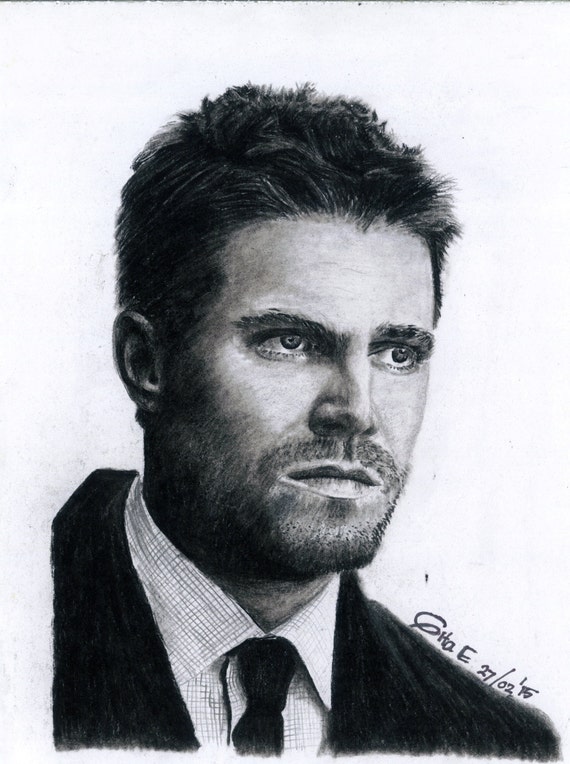 OLIVER QUEEN Arrow Charcoal Drawing Art Print