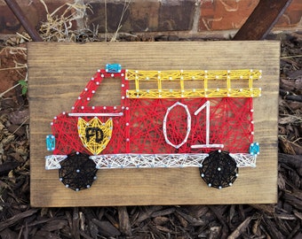 Firetruck wall art | Etsy