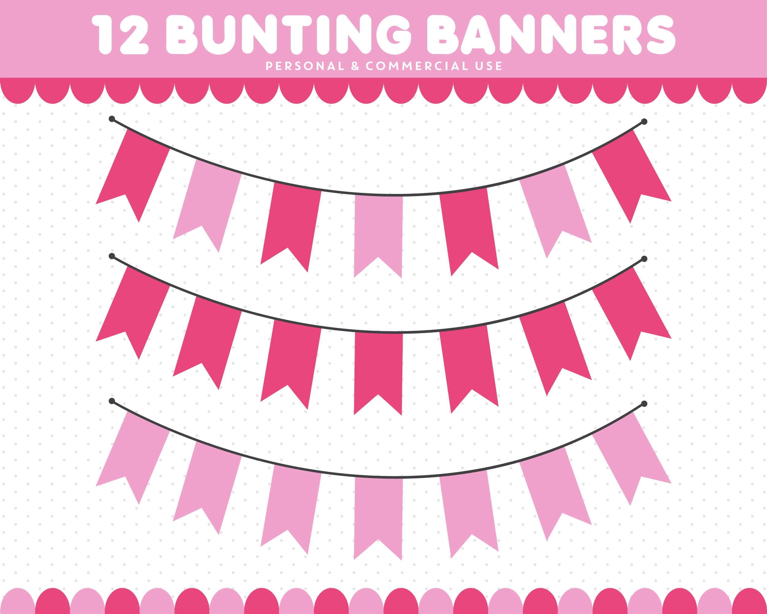 Pink banner clipart, Pink pennant clipart, Pink bunting clipart, Pink ...