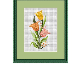 Tulip cross stitch | Etsy