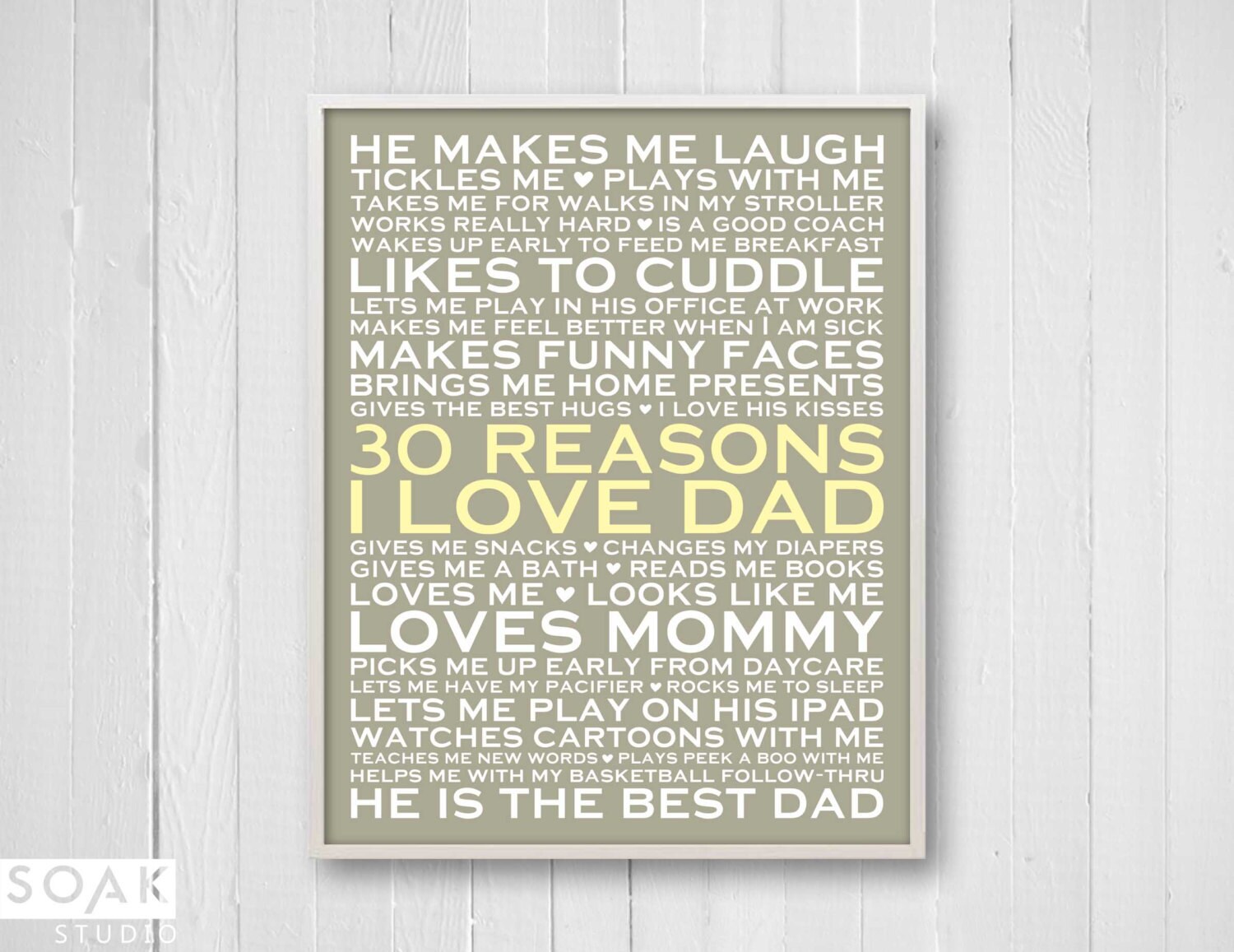 30 Reasons I Love Dad Personalized Gift for Dad 8x10