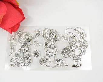 Girl clear stamp | Etsy