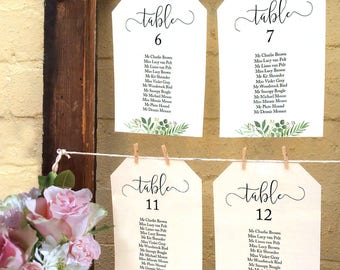Table seating chart | Etsy