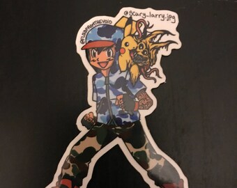 8-bit Ash Ketchum and Pikachu Pokemon Hair Bow or bow tie