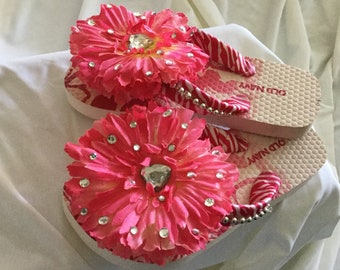 Flower flip flops | Etsy