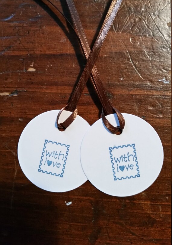 Hand Stamped Gift Tags With Love postage stamp
