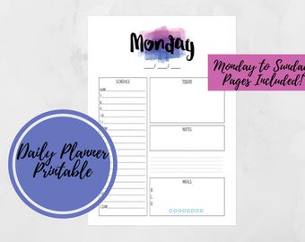 Printable Daily Dog Planner Cute Dog Theme Day Planner Puppy